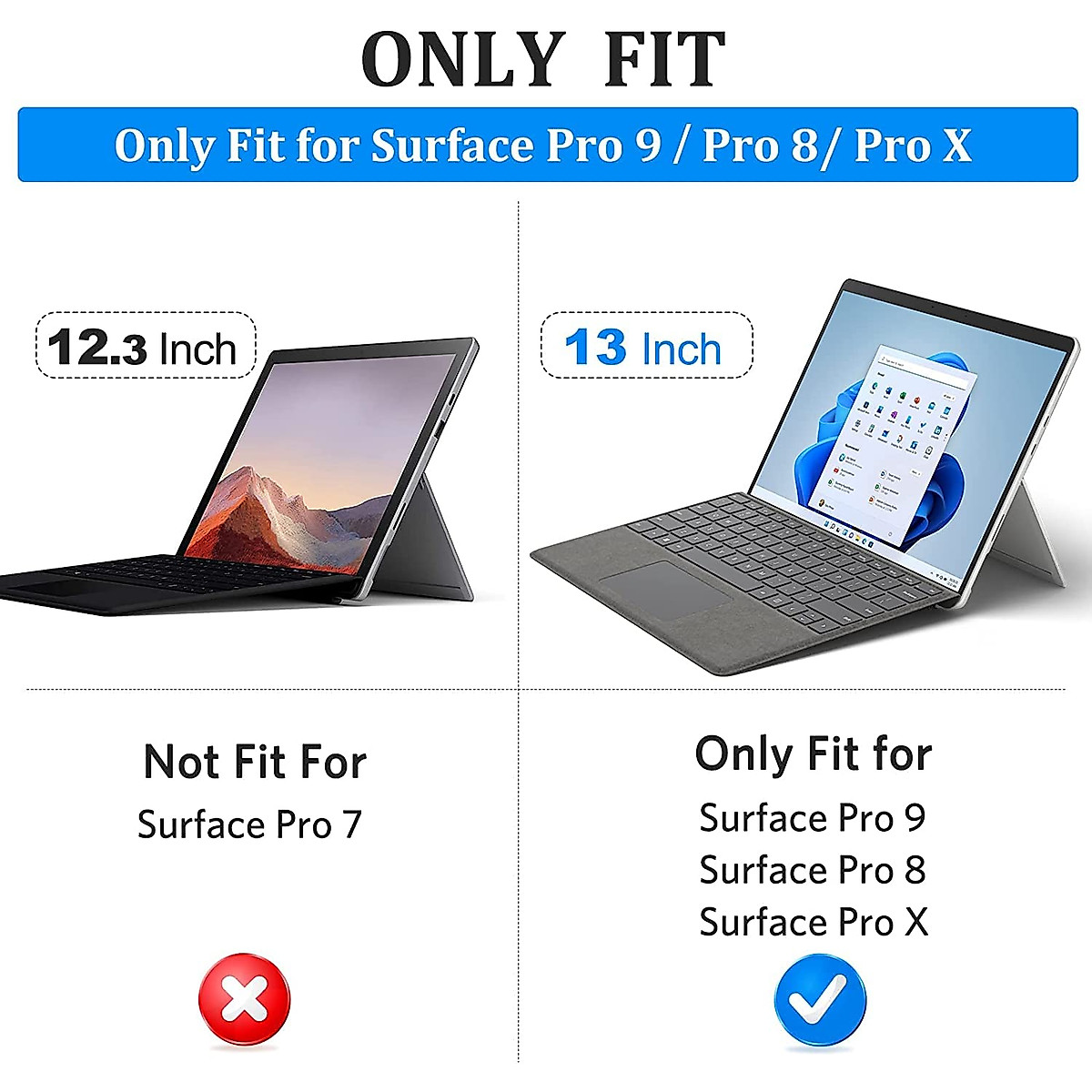 COO Keyboard Case for Microsoft Surface Pro 9 (2022)/Pro 8 13 Inch, Wireless Detachable Keyboard, Multi-Angle Slim Lightweight Protective Cover