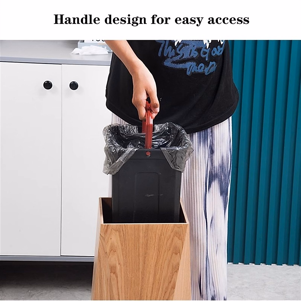 Generic Trash Cans Wastebasket Wooden Trash Can No Lid, Modern Rhombus Shaped Waste Basket Open Top Garbage Container Bin with Inner Bucket for Living Room, Bedroom, Home, Office, colored