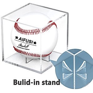 Baseball Display Case, UV Protected Acrylic Cube Baseball Holder Square Clear Box Memorabilia Display & Storage Sports Official Baseball Display Case - Autograph Display - Fits Official Size Ball