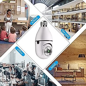 Light Bulb Security Camera, 1080P 2.4GHz WiFi Home Security Camera, 360° Surveillance Cam with Motion Detection Alarm Night Vision Light Socket Security Camera
