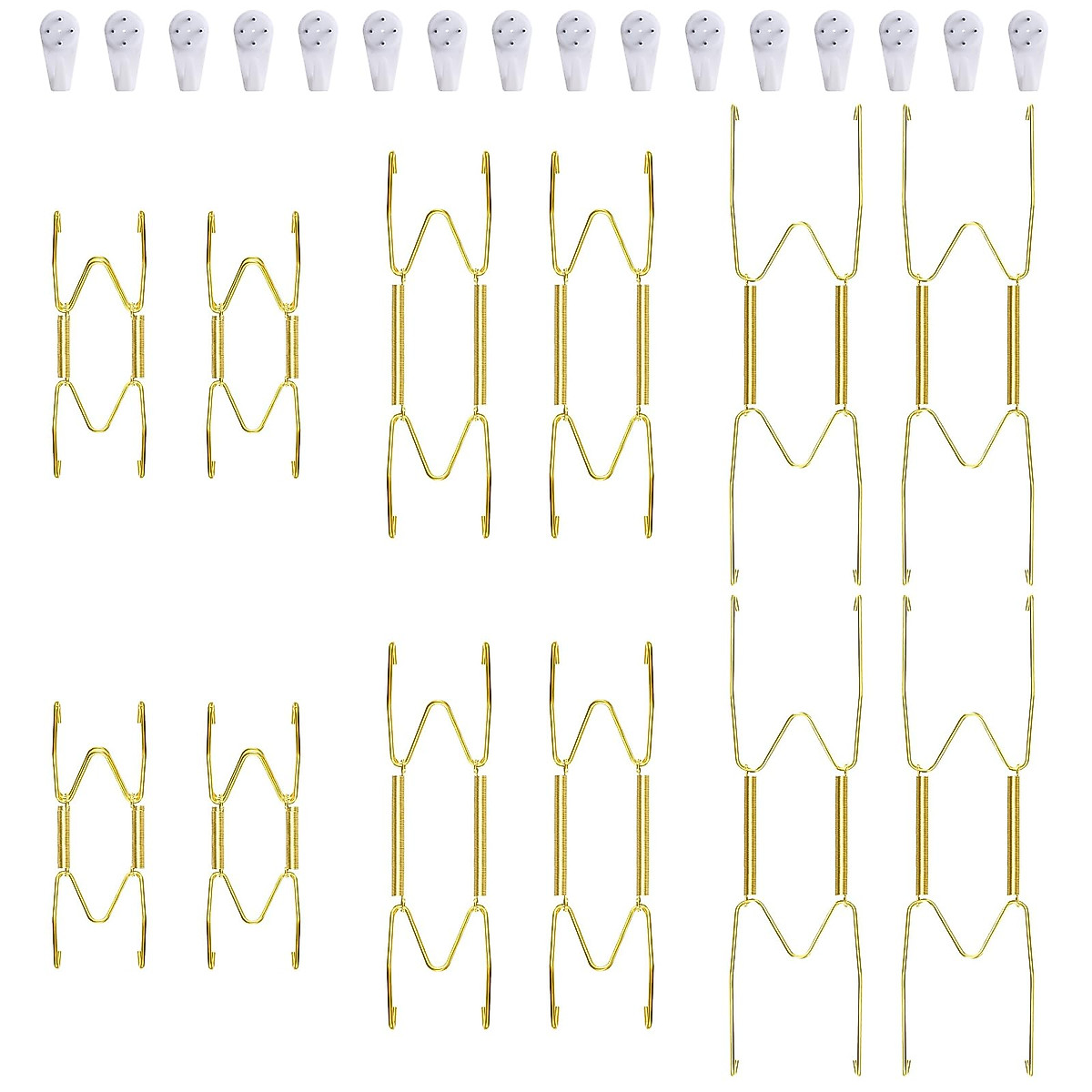 Fasunry 12 Pack Plate Hangers, 4 6 8 Inch Wall Plate Hangers and 16 Pack Wall Hooks, Compatible 4 to 8.5 Inch Decorative Plates, Antique China, Antique Plates and Arts