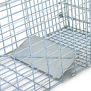 Oteymart Live Animal Trap Cage Catch Release Humane Rodent Cage with Handle Metal Steel for Rabbits, Stray Cat, Squirrel, Raccoon, Mole, Gopher, Chicken, Opossum (32" X 12" X 12")