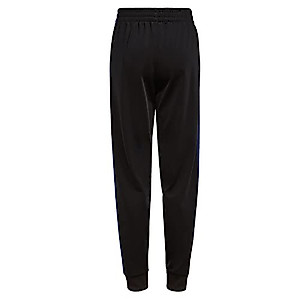 adidas Boys' Iconic Tricot Jogger Pants, Black with Collegiate Royal, Large (14/16)