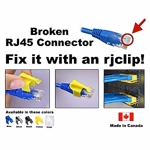 RJCLIP - Broken RJ45 Connector Solution (5 pcs in Black, Silver, Blue, Yellow, and Clear Colors)