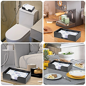 Sumnacon Bathroom Guest Towel Holder - Rectangle Acrylic Napkin Holder for Guest Hand Towels Paper Napkins, Decorative Napkin Holder Tray for Bathroom Vanity Toilet Tank Table Kitchen Countertop,Black