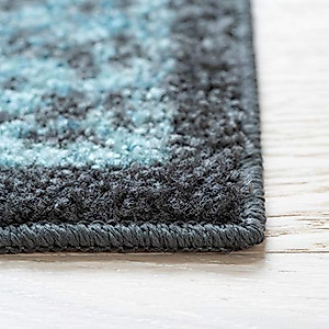 Maples Rugs Pelham Vintage Area Rugs for Living Room & Bedroom [Made in USA], 7 x 10, Charcoal/Radiant Blue