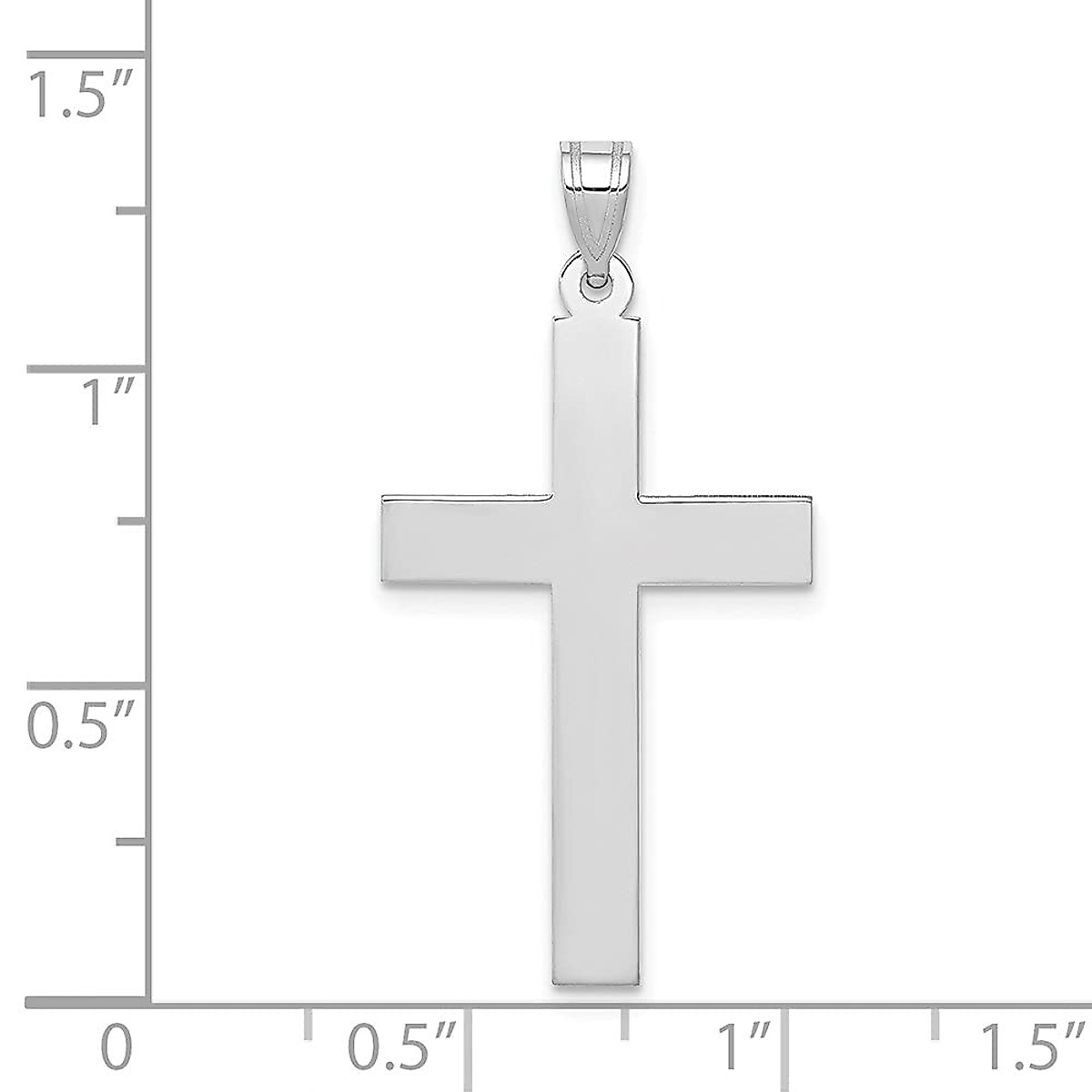 Diamond2Deal 14k White Gold Polished Cross Pendant (L- 36 mm W- 19 mm)