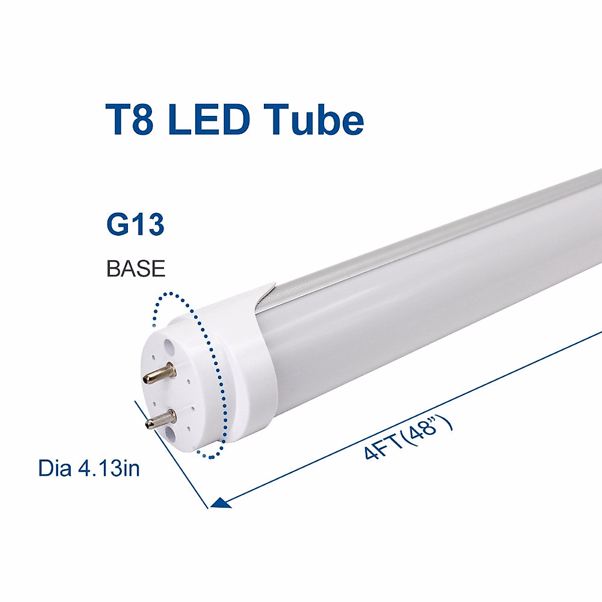 LightingWill LED T8 Light Tube 4FT, Warm White 3000K-3500K, Dual-End Powered Ballast Bypass, 2000Lumen 18W (40W Equivalent Fluorescent Replacement), Frosted Cover, AC85-265V Lighting Fixture, 4 Pack…