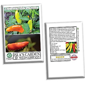 Hungarian Sweet Wax Pepper Seeds, 100+ Heirloom Seeds Per Packet, (Isla's Garden Seeds), Non GMO Seeds, Botanical Name: Capsicum annuum