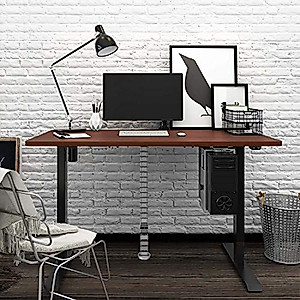 FLEXISPOT EC1 Electric Standing Desk 48 x 30 Inches Height Adjustable Desk Sit Stand Desk Base Home Office Table Stand up Desk (EC1 Classic Black Frame + 48 in Mahogany Top,2 Packages)