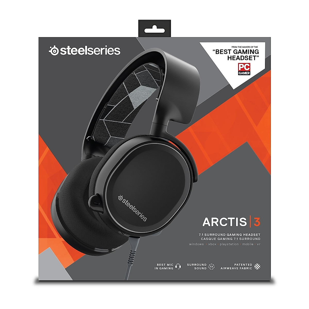 SteelSeries Arctis 3 - All-Platform Gaming Headset - for PC, PlayStation 5, Xbox One, Nintendo Switch - Black