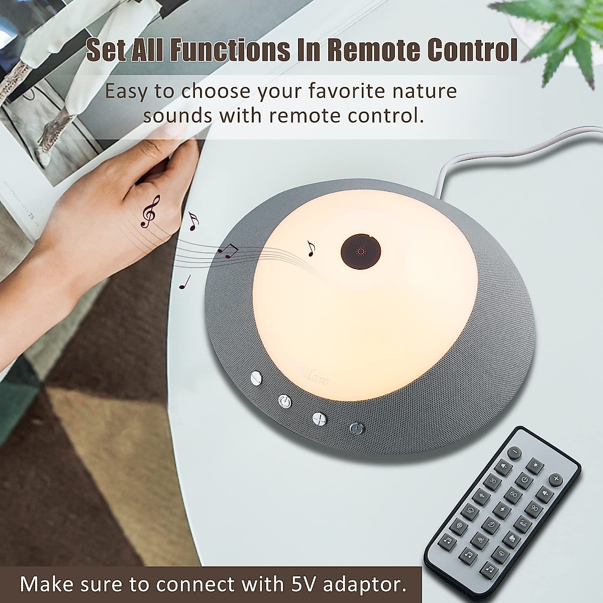 White Noise Machine/Sound Machine/Sleep Machine for Baby and Adults with Remote Control & Adjustable Night Light & Auto-Off Timer & 12 Nature Sounds