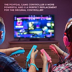 PGYFDAL Wii Controller 2 Pack, Wii Remote Controller and Nunchuck Joystick with Silicone Case and Wrist Strap for Holiday (Pink and Blue)