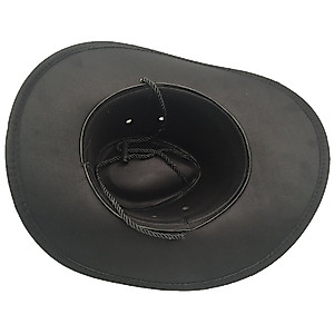 Sandy Ting Men's Outback Faux Felt Wide Brim Western Cowboy Hat (Black)
