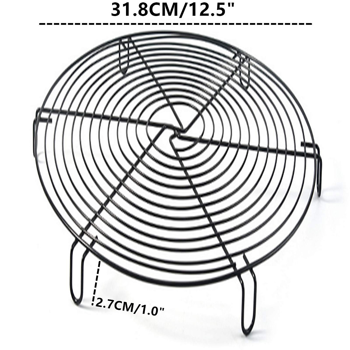 12-1/2 Round Cake Cooling Rack, Stainless Steel Baking And Steaming Rack, Used For Air Fryer Pressure Cooker (Black 2 Pieces)
