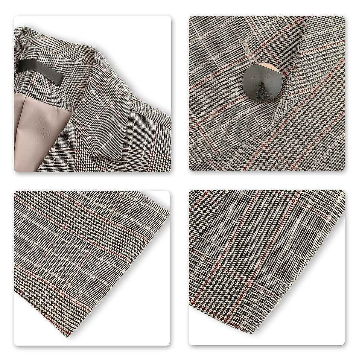 YUNCLOS Women's Vintage 2 Piece Plaid Suit Set 1 Button Stylish Blazer and Pants Yellow