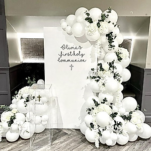 Jobkoo White Balloons 12 Inch, 60 PCS White Latex Balloons for Arch, Party Helium Balloons for White Party Decorations, Birthday Decorations for Bridal Baby Shower, Bachelorette Engagement Backdrop
