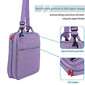 GXaryFulin Zipper Binder with Shoulder Strap & Handle, 3 O-Ring Binder for Office & School Supplies (2 inch, Purple)
