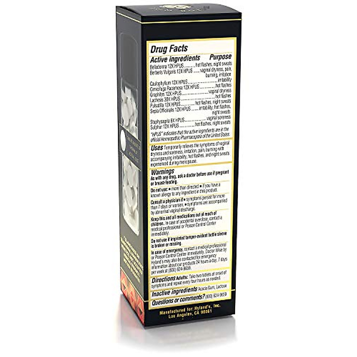 Menopause Natural Homeopathic Relief of Vaginal Dryness, Hot Flashes and Night Sweats, Doctor Wise Menopause Moisture by Hyland's, 68 Quick Dissolving Tablets