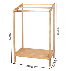 Purbambo Bamboo Towel Rack for Bathroom, 3 Tier Freestanding Towel Holders with Bottom Storage Shelf for Hand Towel, Washcloth, Facecloth, Small Bath Towel and Bathrobe