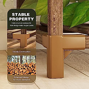 Bamworld Plant Stand Outdoor Indoor Hanging Plant Shelf Tall Large Plant Holder Wood for Living Room Plant Rack Indoor Multiple Plants Patio Balcony Garden