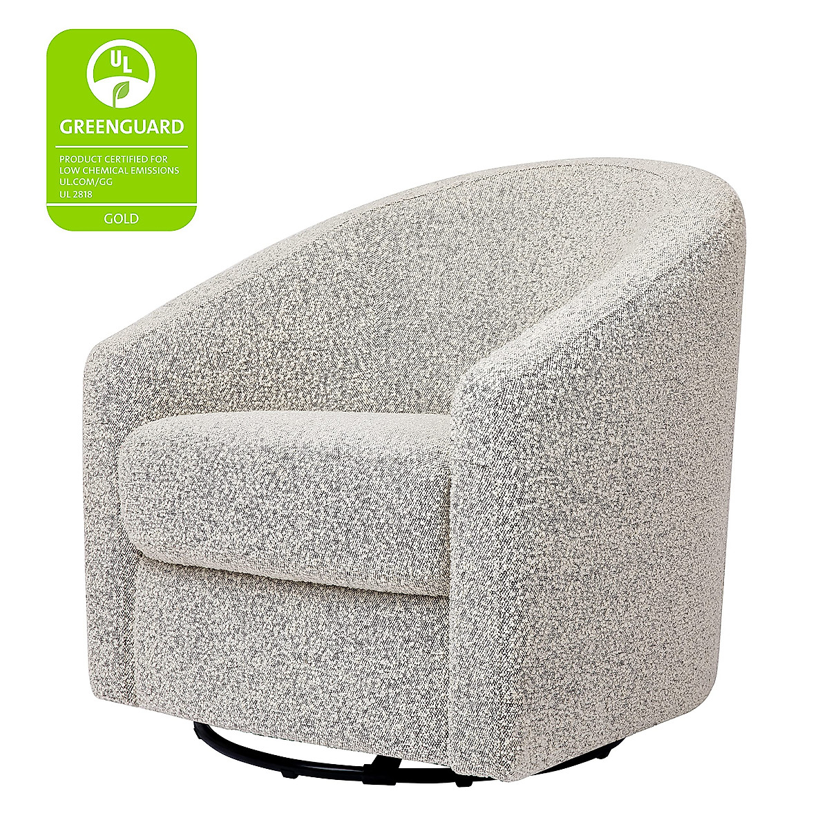 babyletto Madison Swivel Glider in Black White Boucle, Greenguard Gold and CertiPUR-US Certified