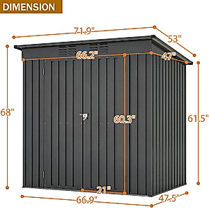 Outdoor Storage Shed 6x4 FT Outdoor Shed,Garden Shed Metal Shed with Lockable Door,Backyard Shed for Patio Lawn Backyard,Perfect to Store Garden Tools,Bike Accessories,Lawn Mower,Trash Can etc.