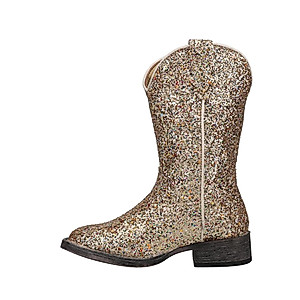 ROPER Kids Girls Glitter Galore Square Toe Casual Boots Mid Calf - Gold - Size 1 M