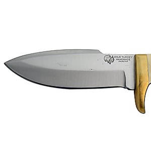 Wild Turkey Handmade Collection Full Tang Fixed Blade Real Bone Handle Skinner Knife w/Leather Sheath.. (5037)