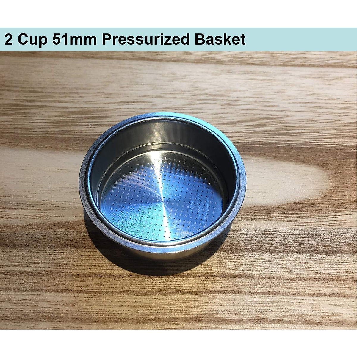 Joytata 51mm Pressurized Filter Basket Stainless Steel Dual Wall Portafilter Basket Double Wall Espresso Basket Double Filter Basket Replacement Fits Delonghi Breville Mr Coffee Espresso Machine-2 Cup