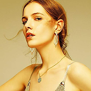 LOVE&CLOVER Earrings for women dangling, Crystal Drop Dangle Earrings Elliptical Ring Teardrop Women Wedding Gift,Rose Gold