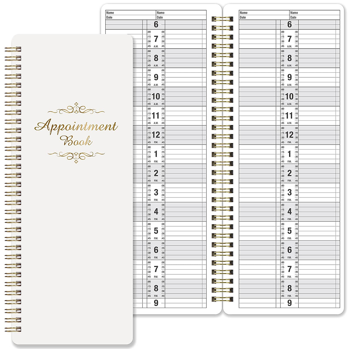 Appointment Book – Undated Salon Appointment Book, 15 Minute Intervals Day Planner, 4.5’’ x 11.5’’ Daily＆Hourly Schedule Book, 2 Column＆200 Pages, Strong Twin-Wire Binding, Hardcover, SPA Organizer