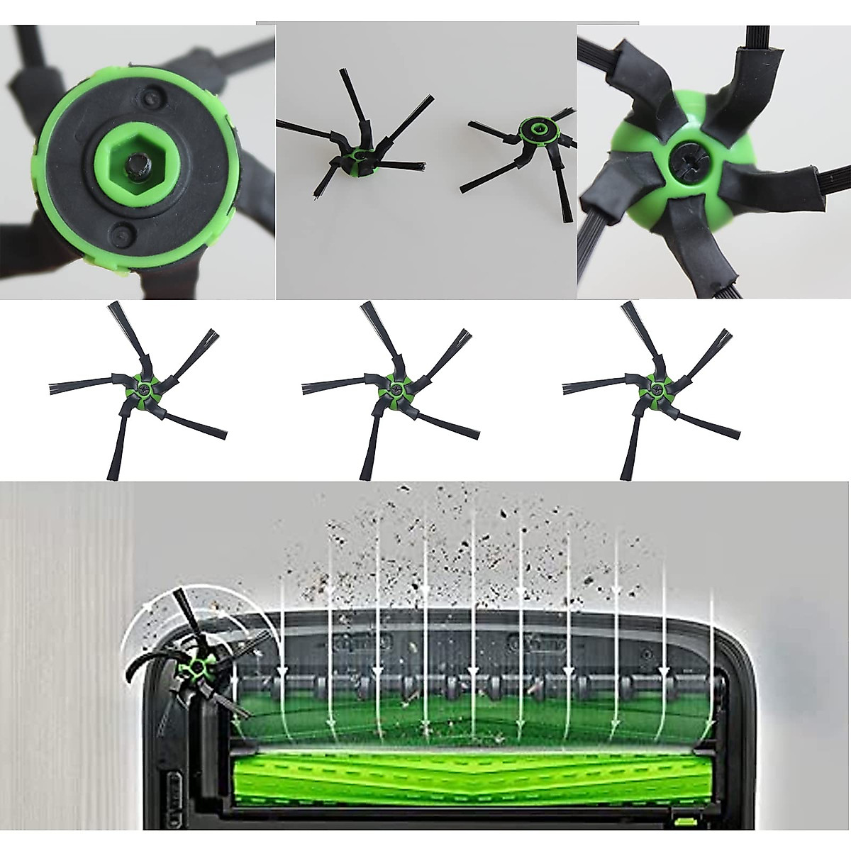 PELLYDA 6 Pack Side Brushes,Replacement Parts for IRobot Roomba S9 (9150) S9+ S9 Plus (9550) S Series Vacuum Cleaner (6 Edge-Sweeping side brushes)