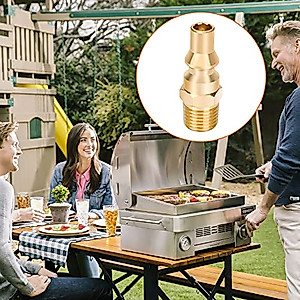 Stanbroil Propane Brass Quick Connect Fitting Adapter- Full Flow Male Plug x 1/4" Male NPT for RV Portable BBQ