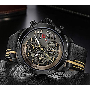 NAVIFORCE Sport Military Watches for Men Waterproof Watch Analog Quartz Leather Band Date Calendar Clock Wristwatch