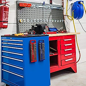 Magnetic Portable Socket Organizer Tray | 1/4-inch Drive | Red | for Deep & Shallow Sockets | Holds sockets up to 5/8" or 14 mm | Professional Quality Tool Organizer | by Olsa Tools