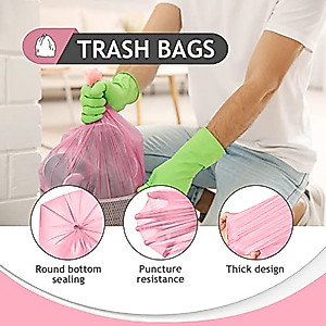 1.2 Gallon 80 Counts Strong Trash Bags Garbage Bags, Bathroom Trash Can Bin Liners, Small Plastic Bags for home office kitchen, fit 5-6 Liter, 0.8-1.6 and 1-1.5 Gal (Pink)