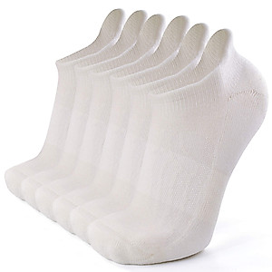 Busy Socks Winter Real Wool Socks Women, Ladies Autumn Fashion Ankle Merino Wool Sport Socks for Cycling Running Tennis Golf, White, Medium, 6 Pairs