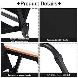 Lallisa 2 Pack Folding Camping Chairs, Portable Lightweight Low Lawn Chair with Thicken 600D Oxford Beach Camp Park Chairs Supports 253lbs Carbon Steel Armchairs for Hiking Fishing Picnic Concerts