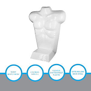 SSWBasics Economy Male White Plastic Countertop Mannequin - Fits Men's Sizes S-L