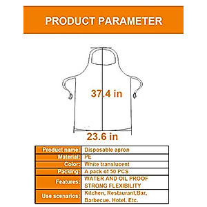 UniPleased Disposable Aprons (50 Count), Plastic apron for Painting Party, Cooking, Housework, Picnic etc.