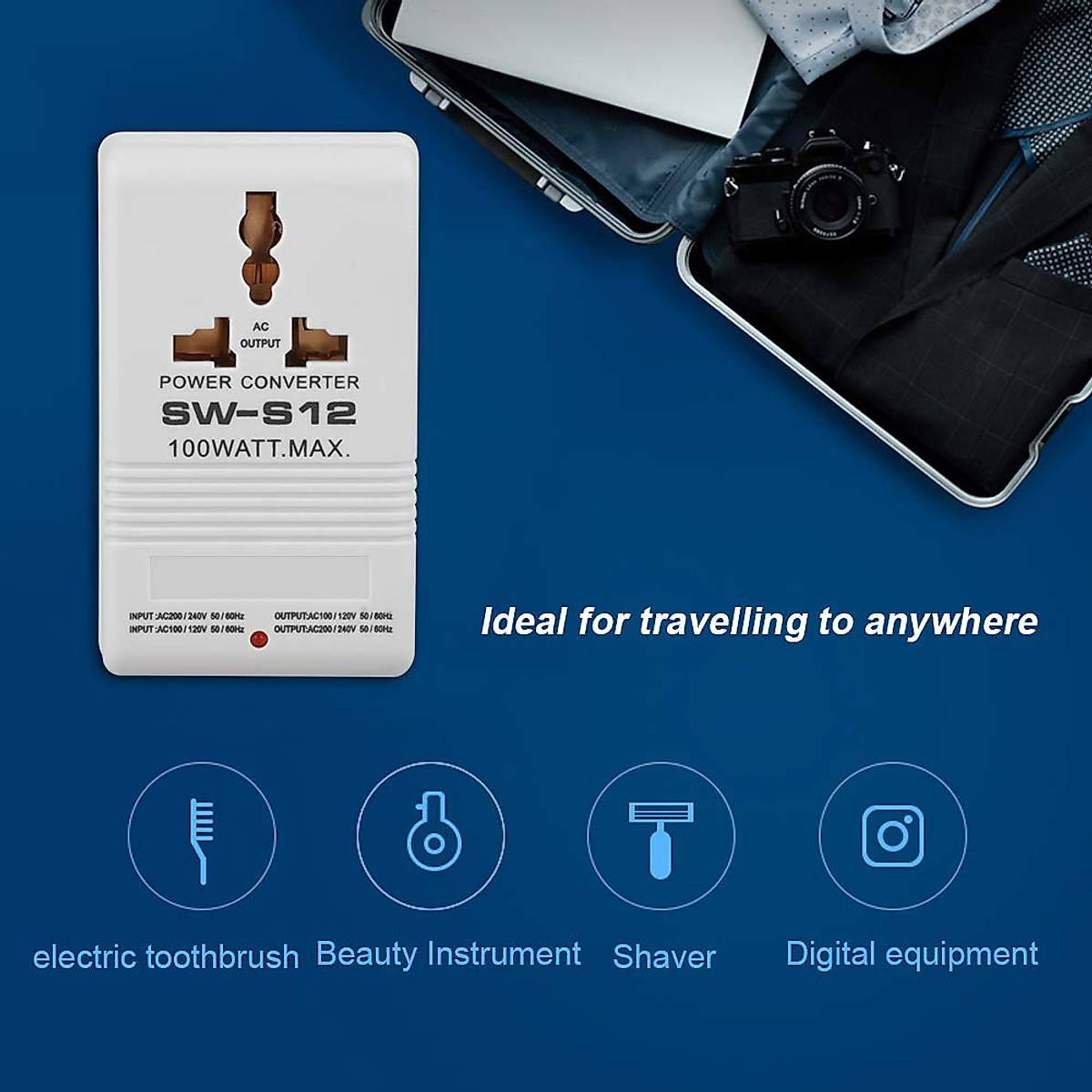 110V/120V to 220V/240V Voltage Converter, ABS CN Standard Plug Power Converter 55-60HZ 110V/120V to 220V/240V