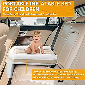Eaersan Inflatable Toddler Airplane Bed Portable Toddler Travel Baby Bed for Airplane Car High Speed Rail Seat Infant Airplane Bed Included Inflatable Travel Bed Manual Pump Seat Belt and Travel Bag