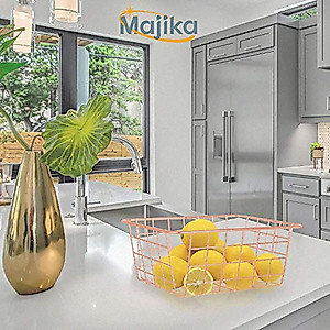 4 Decorative Rose Gold Baskets 2 Large Size and 2 Small Size Perfect Storage for Home and Office Brought to You by Majika Premier