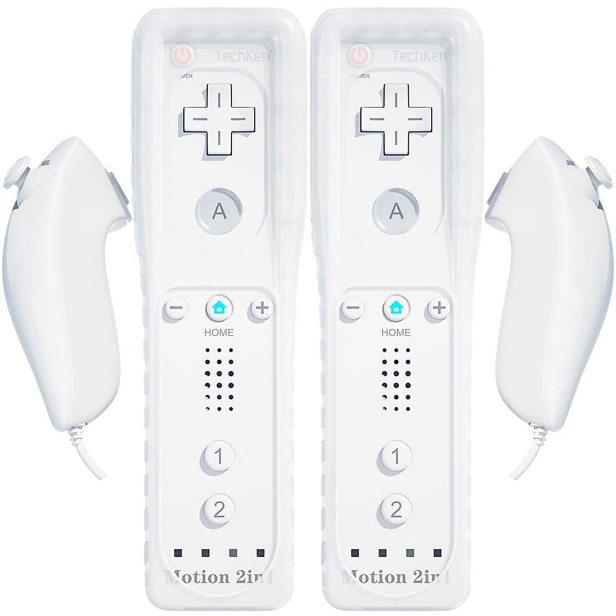 2 Pack Wii Remote with Wii Motion Plus Inside | Shock Wii Nunchuk Controller | Compatible Nintendo Wii, Wii U