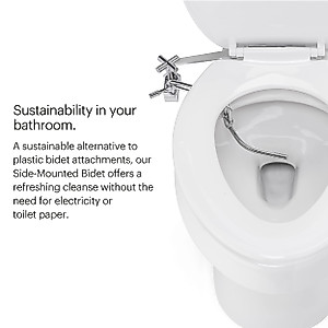 Brondell SMB-15 Side Mounted Manual Bidet Attachment for Toilet Seats with Adjustable Sprayer and Water Pressure, Thin Profile, Chrome