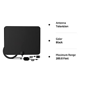 Amplified HDTV Indoor Antenna Long 250+ Miles Range Signal Reception- Amplifier Signal Booster - Support 4K 1080p All Older TV + 16.5 ft Coax HDTV Cable/AC Adapter