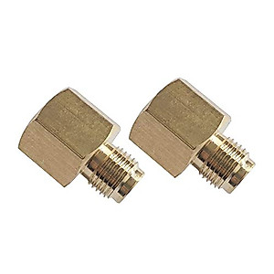 MENSI 1/4" Female Pipe NPT x 1/4" Inverted Male Flare（7/16-24UNF） Brass Convert Adapter Fitting Components for RV Propane Pigtail Hose Pack of 2