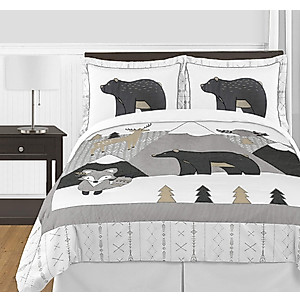 Sweet Jojo Designs Grey and White Boho Herringbone Arrow Window Treatment Valance for Gray Woodland Forest Friends Collection