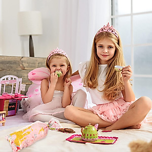 Leinuosen 100 Pcs Princess Theme Cellophane Treat Bags with Ties Castle Floral Fairy Princess Party Favor Bags Pink Plastic Candy Bags Cookie Bags Favor Gift Bag for Princess Birthday Party Supplies